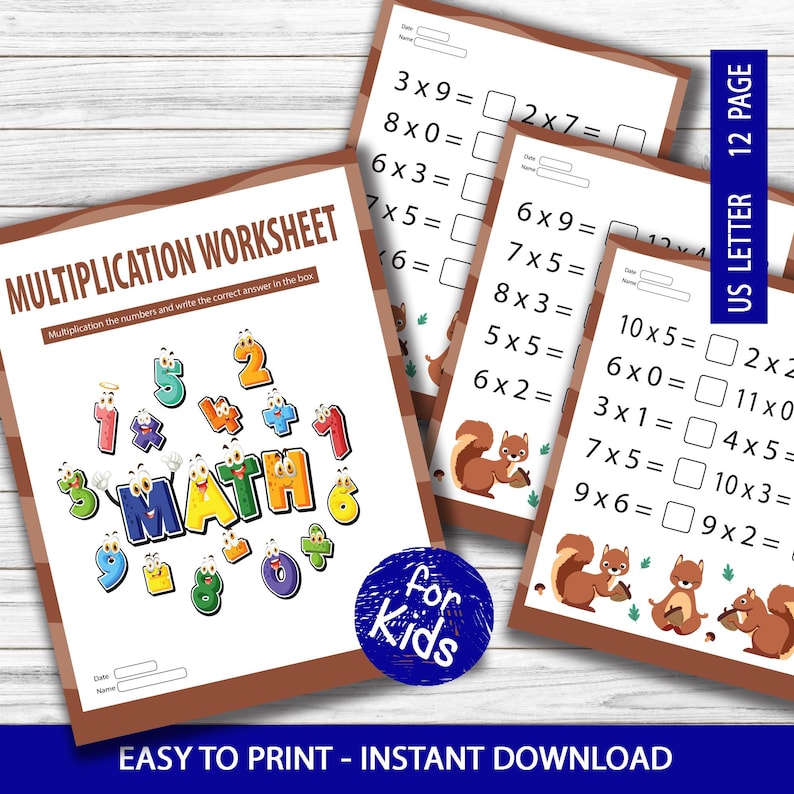 12 Printable Multiplication Worksheets, Maths Drills, Maths Learning ...