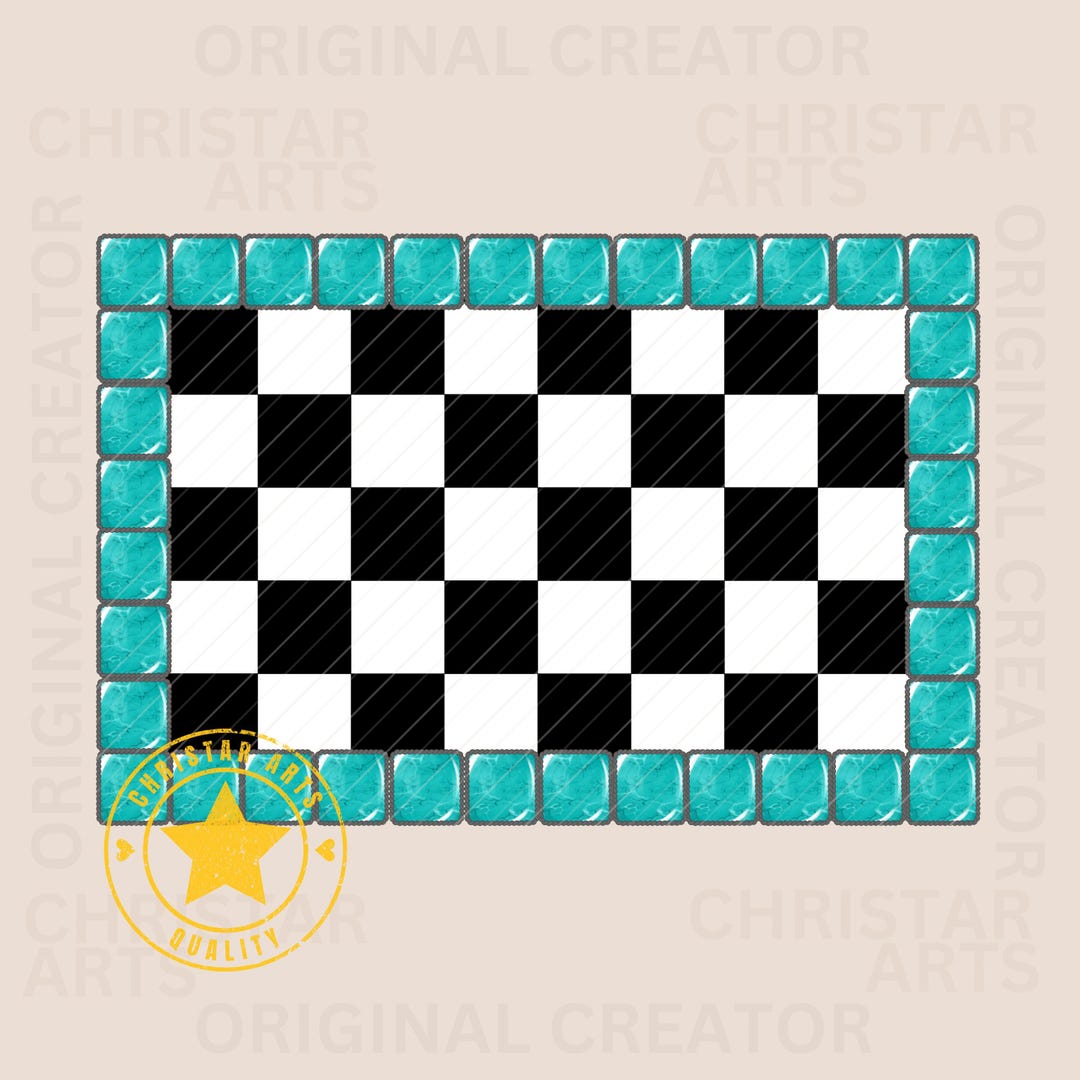 Turquoise Rectangle Square Checker Frame Shape PNG Digital Download ...