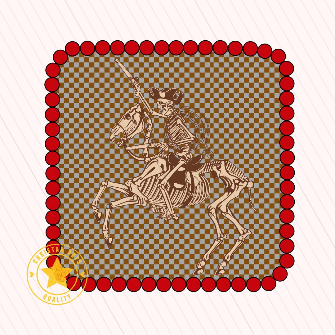 Cowboy Skeleton Checker Square Frame Shape PNG Digital Download Print ...