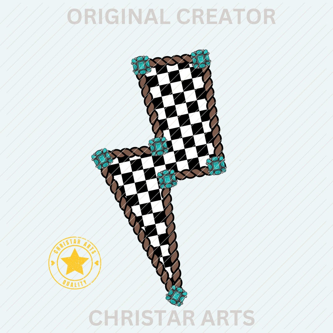 Thunder Checker Turquoise PNG Digital Download Print Western Design ...