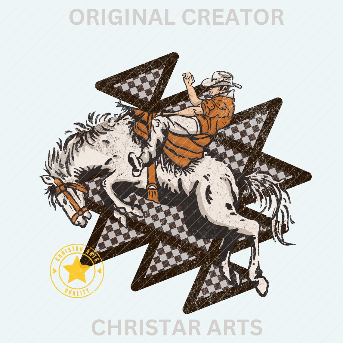 Cowboy Checker Aztec Frame Shape PNG Digital Download Print Western ...