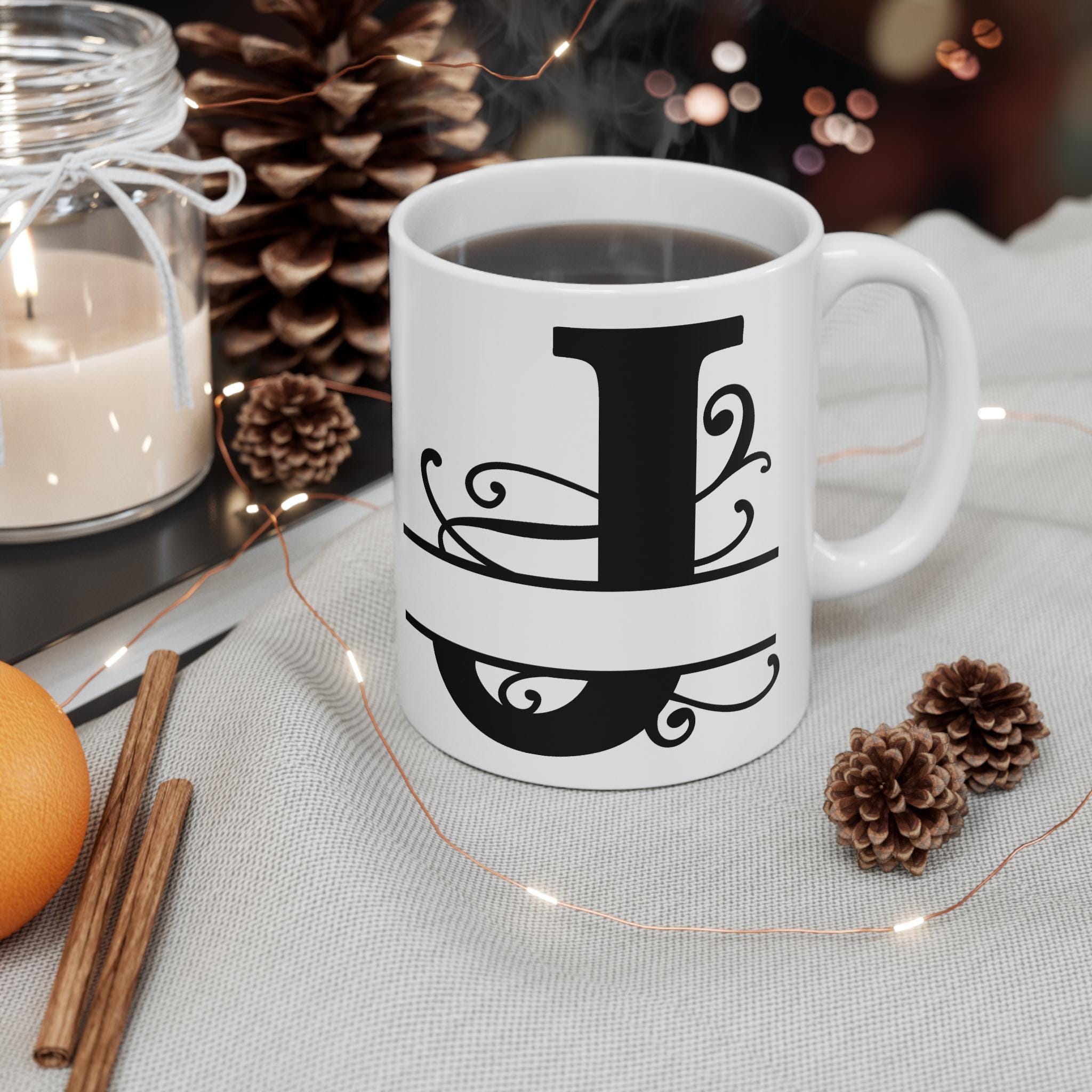 Personalised Letter J Monogram Mug - Custom Name - Coffee Mug ...