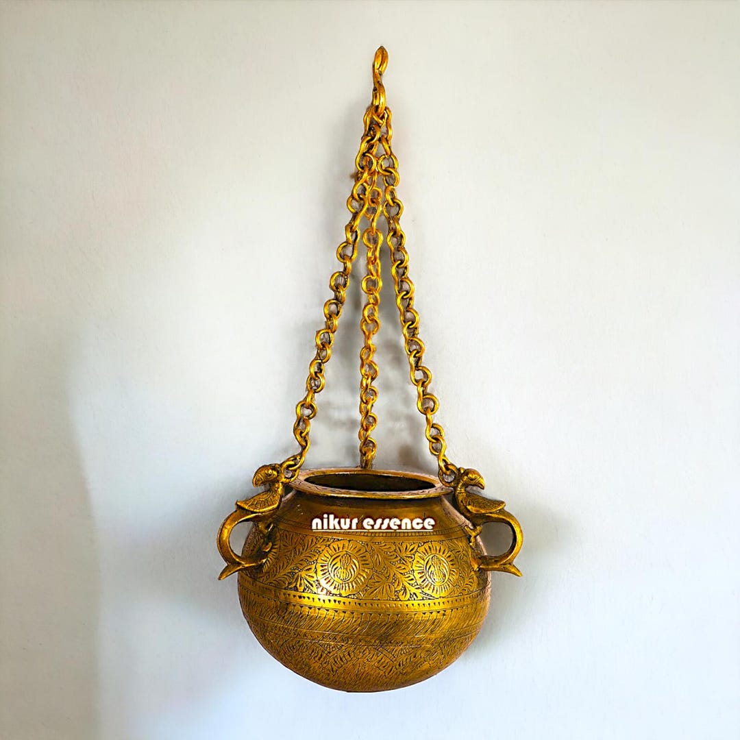 Large Pure Brass Vintage Hanging Pot Matka 21.59 Cm - Etsy