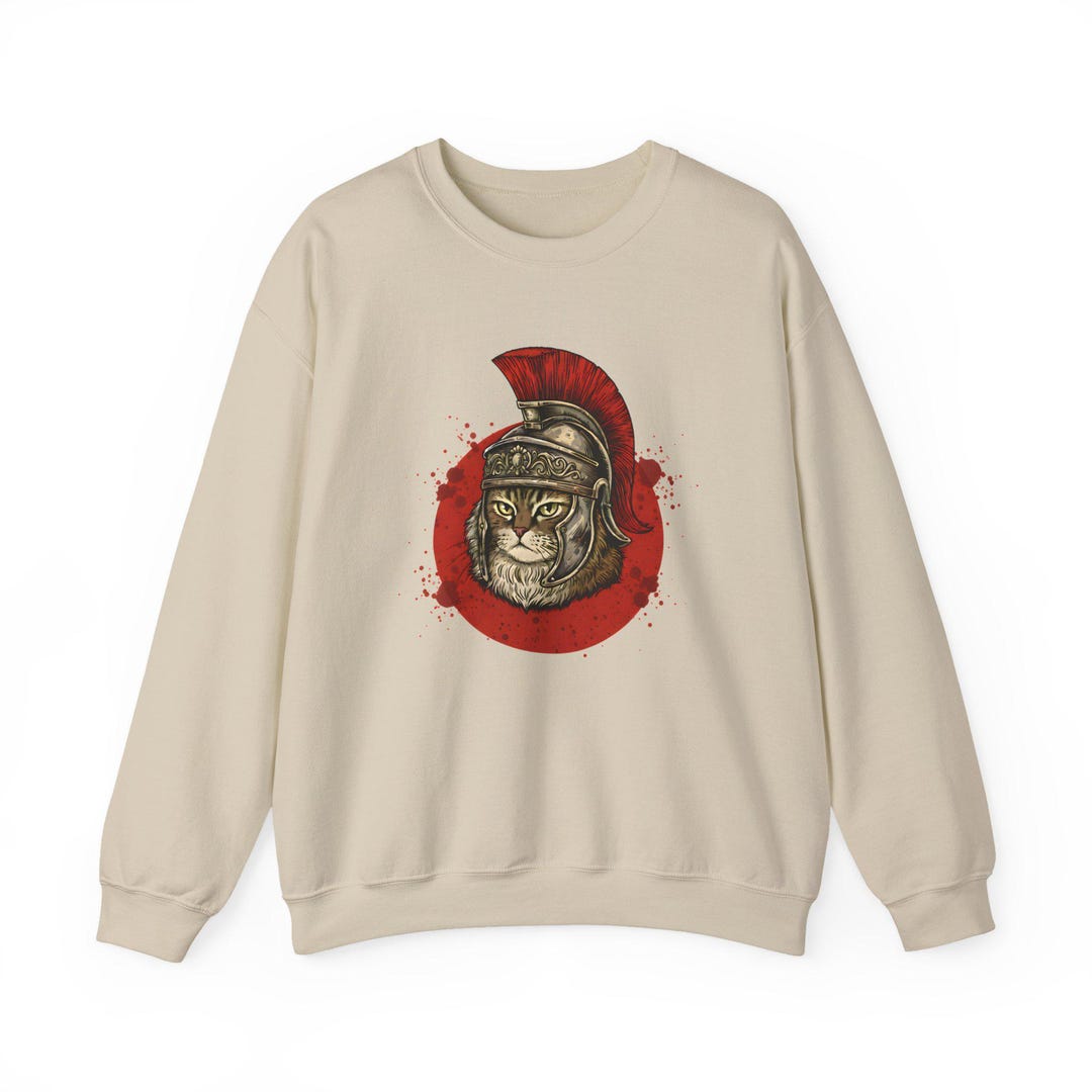 Spartan Cat Helmet Illustration Sweatshirt | Warrior Kitten, Roman ...