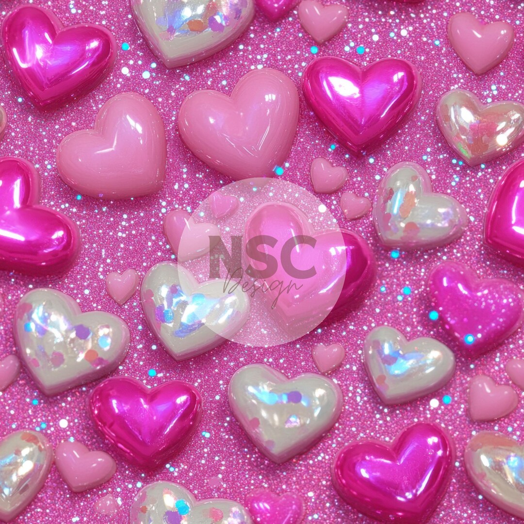Pink Glitter Heart Seamless Pattern Sublimation - Etsy