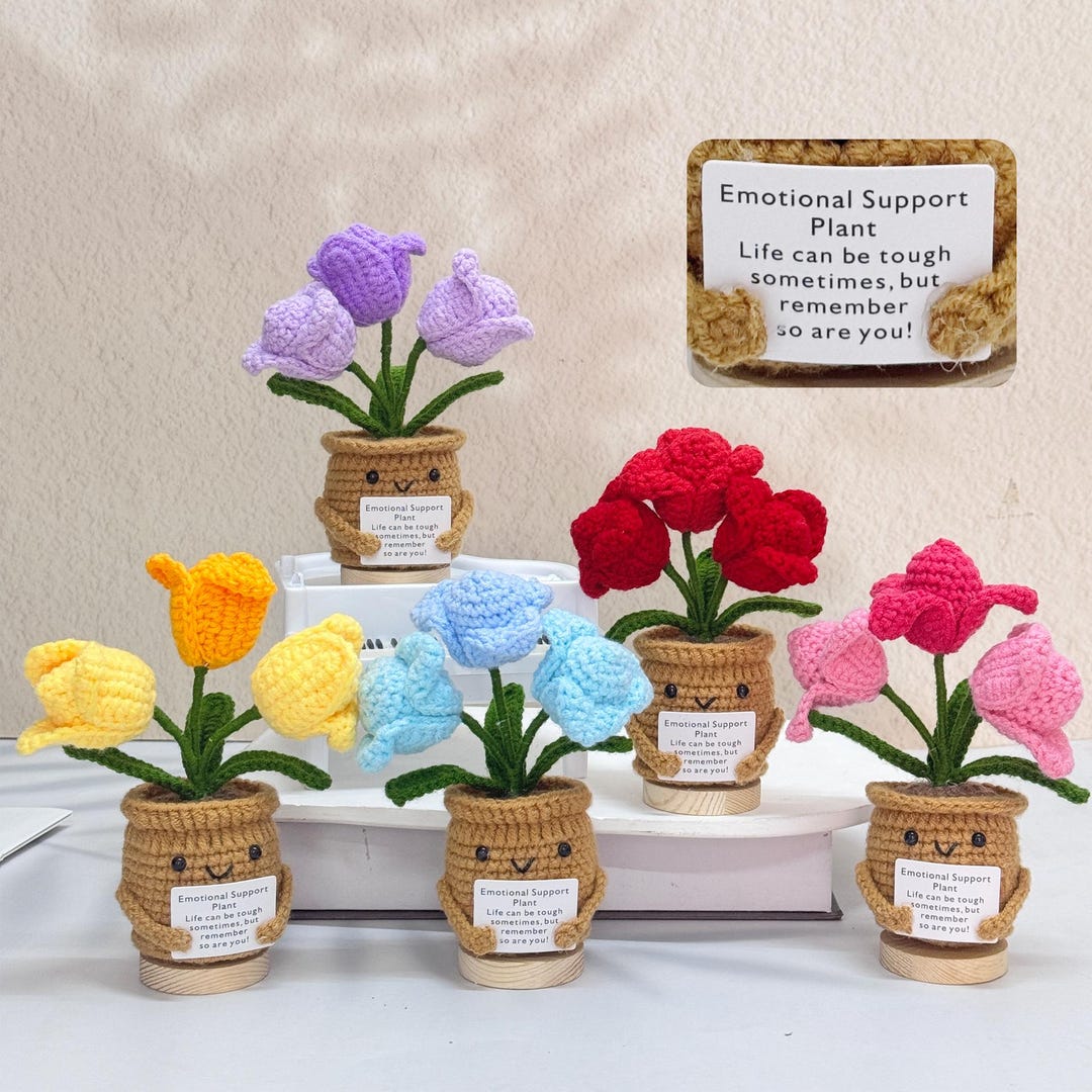 Adorable Crochet Open Tulips,crochet Potted Flowers,emotional Support ...