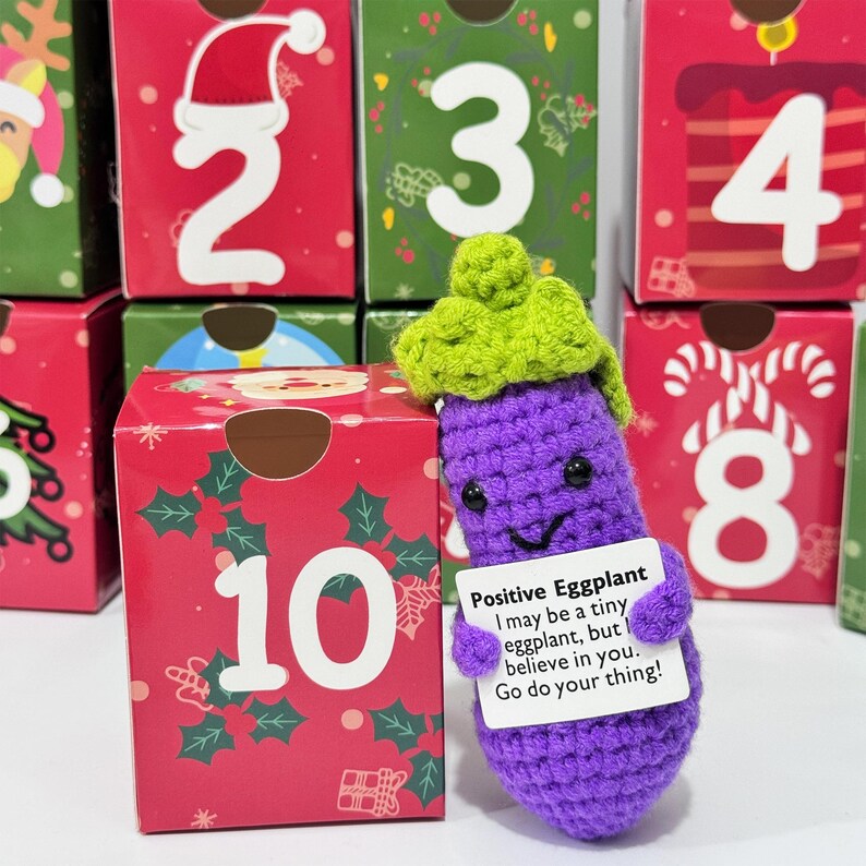 24 Days Countdown Christmas Box: 24pcs Crochet Positive Vegetables ...