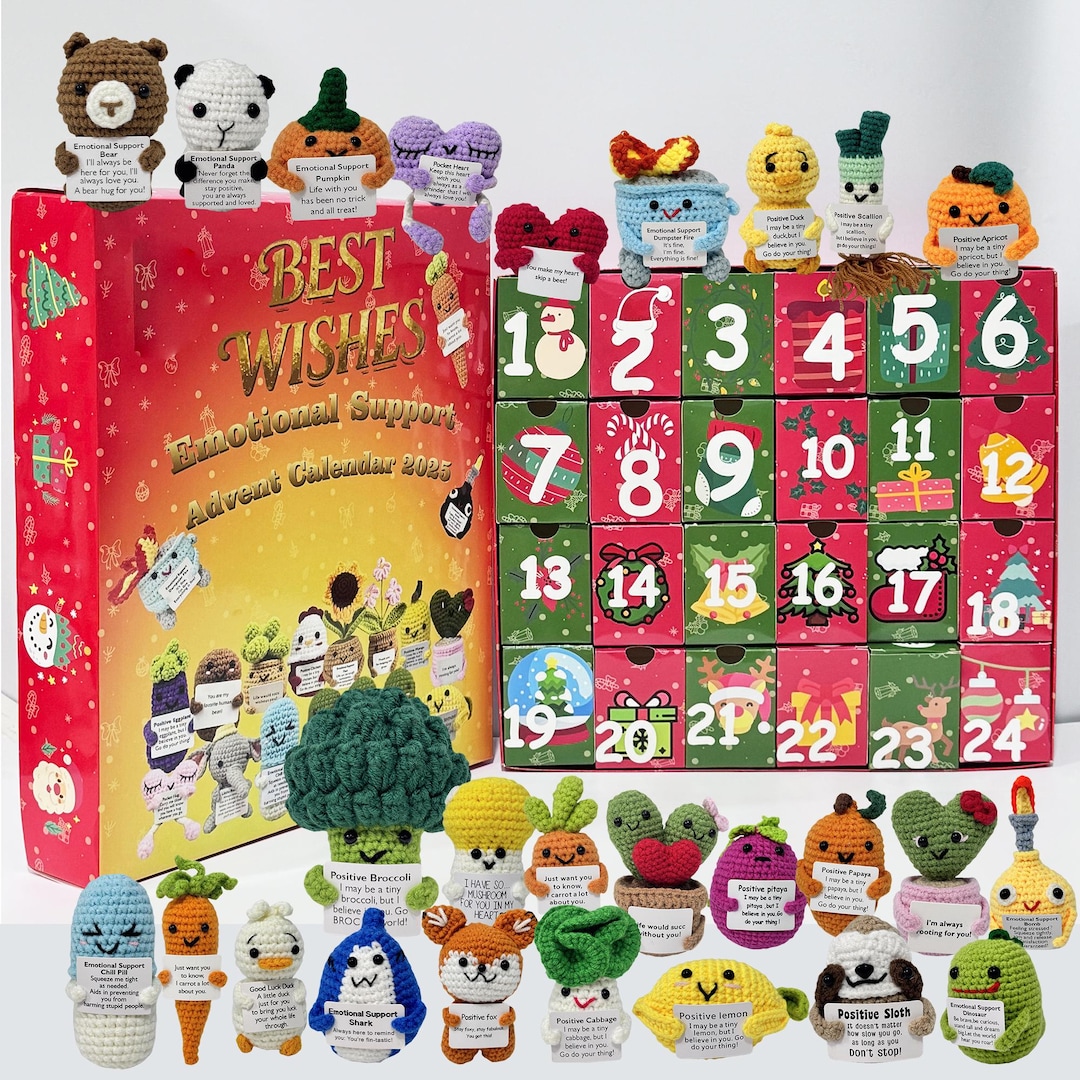 24 Days Countdown Christmas Box: 24pcs Crochet Positive Vegetables ...