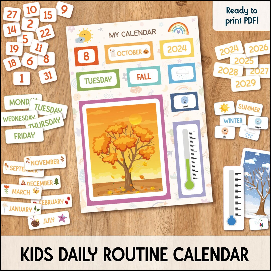 Daily Routine Printable Calendar Montessori Visual Daily Calendar for ...