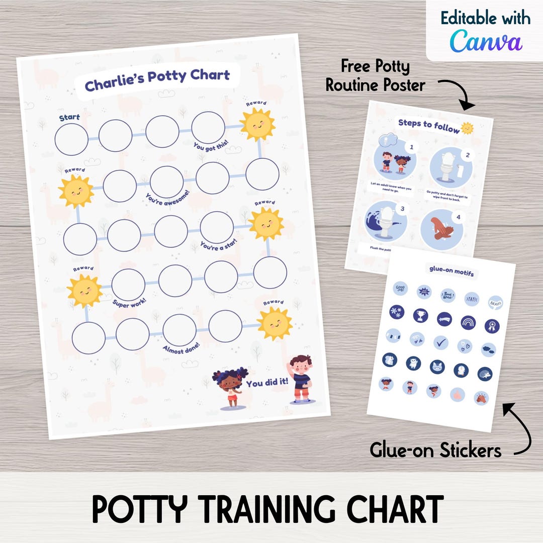 Editable Potty Chart Printable Toilet Reward Chart Custom Sticker Chart ...