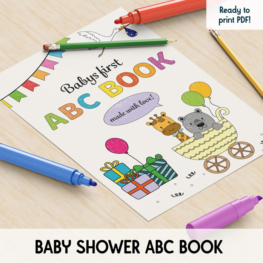Baby Shower ABC Book Printable Coloring Abc Pages Toddler Alphabet ...