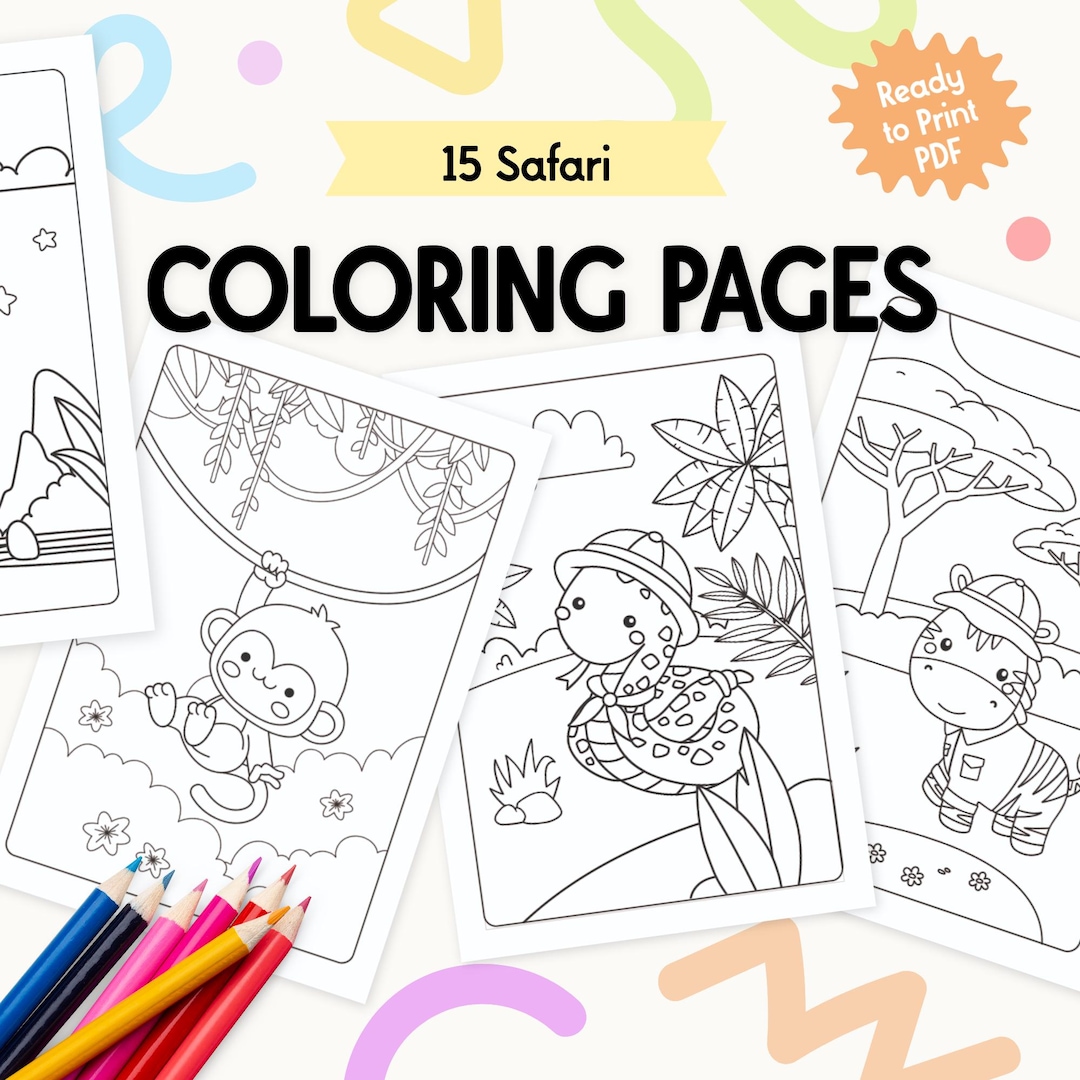 Safari Coloring Pages for Kids and Toddlers Instant Downloadable ...