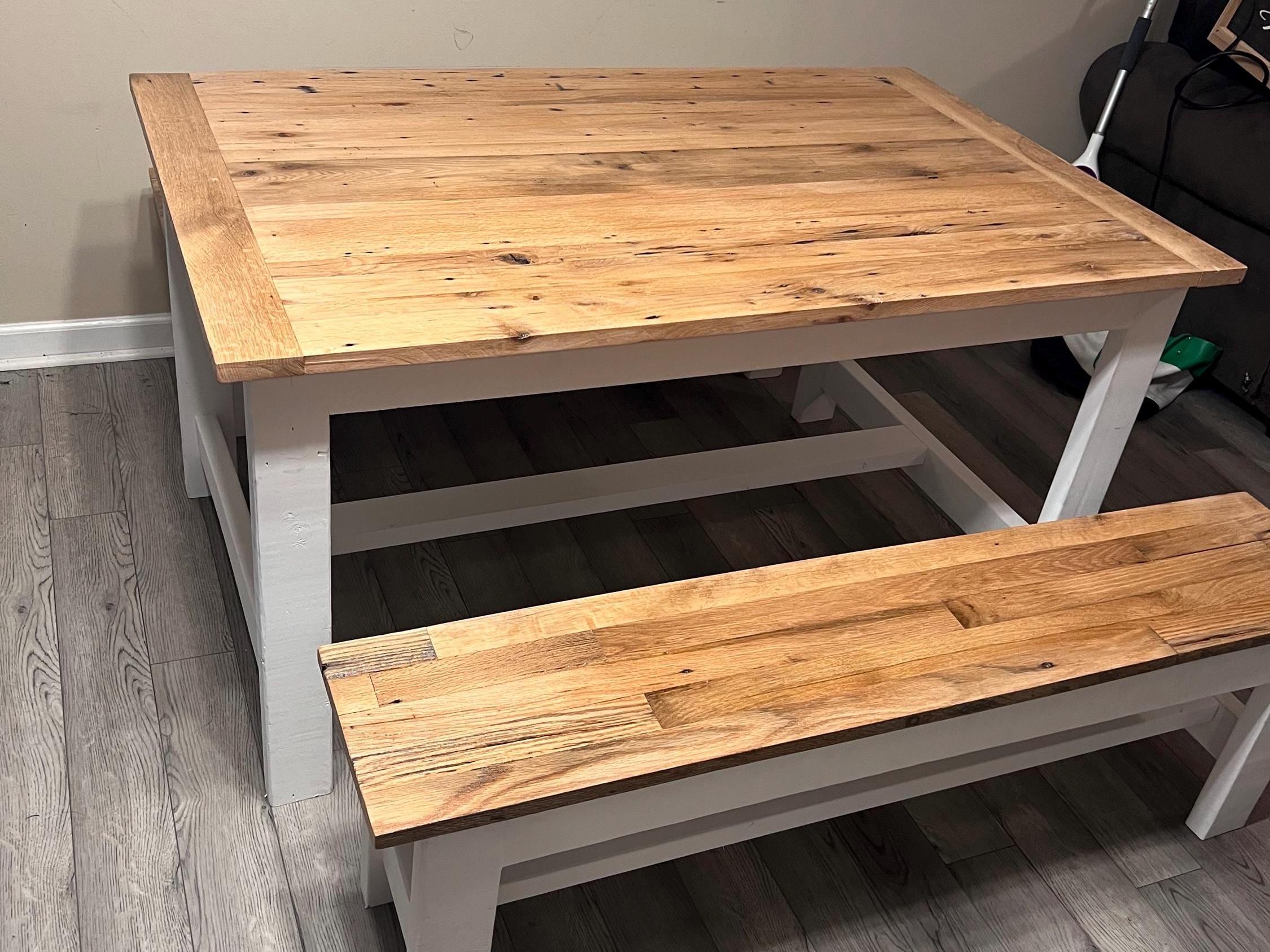 Handcrafted Solid Wood Kitchen Table & Bench Set – Reclaimed Barnwood ...