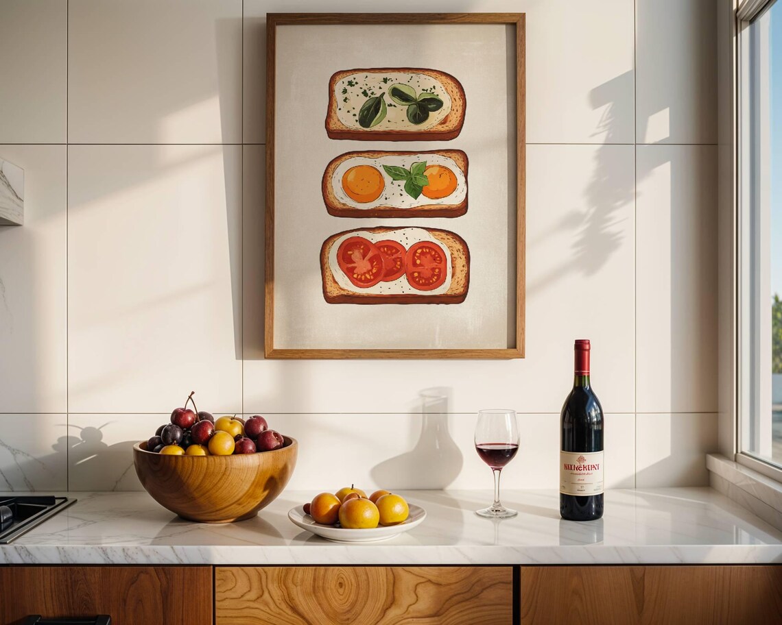 Assorted Toast Wall Art, Modern Kitchen Decor, Minimalist Brunch ...