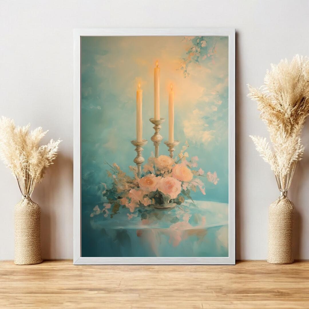 Ethereal Candlelight Art - Elegant Floral Candlestick Painting ...