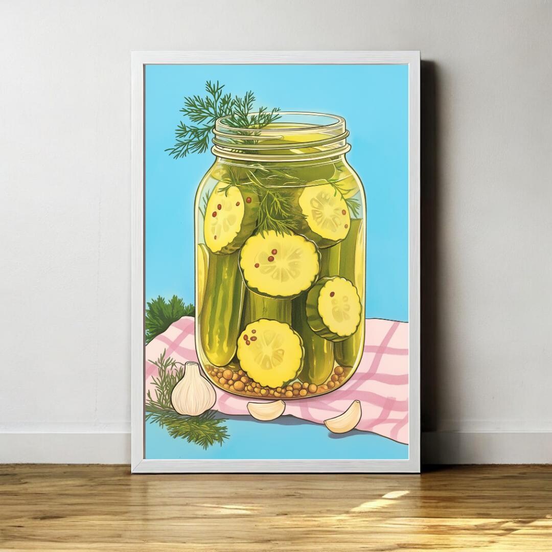 Pickle Jar Art Print - Vibrant Canning and Pickling Illustration ...