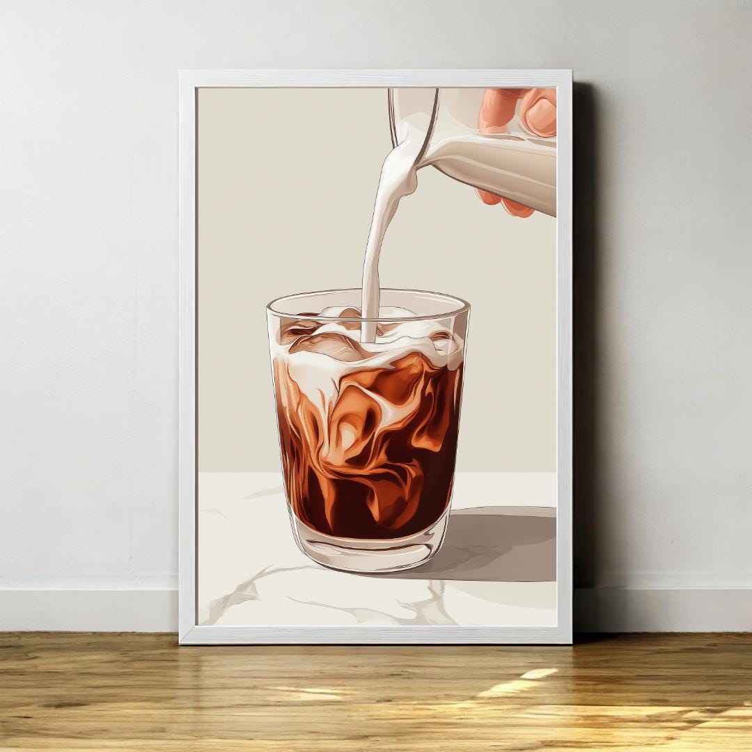 Iced Coffee Art Print Coffee Lover Wall Decor Modern Beverage ...