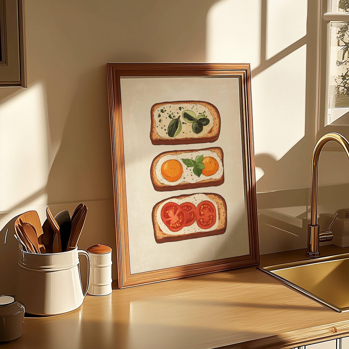Assorted Toast Wall Art, Modern Kitchen Decor, Minimalist Brunch ...