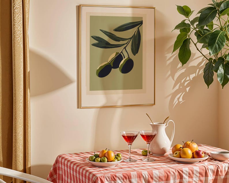 Minimalist Olive Branch Art Print Modern Kitchen Wall Decor ...