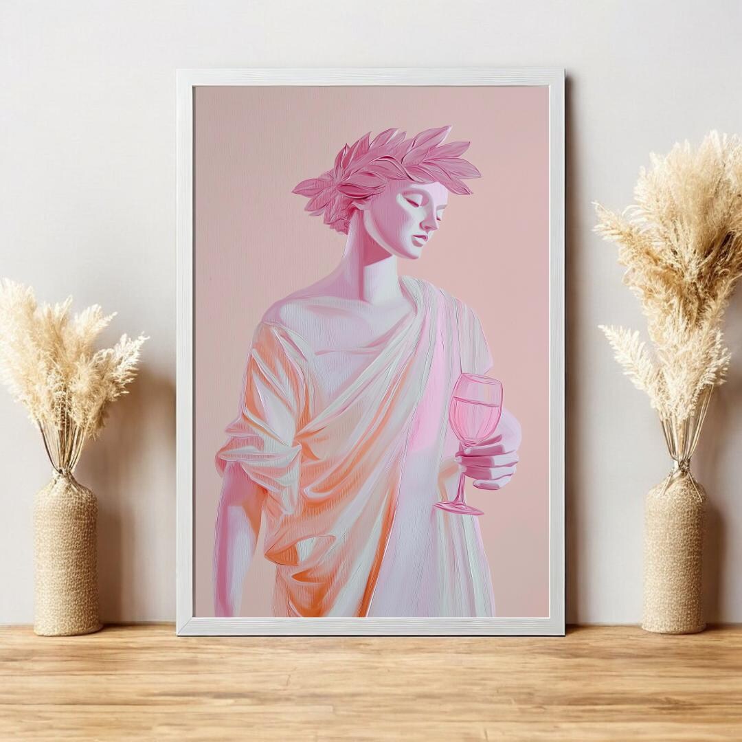 Pink Marble Greek Statue Print, Modern Wine Art (digital Download) - Etsy