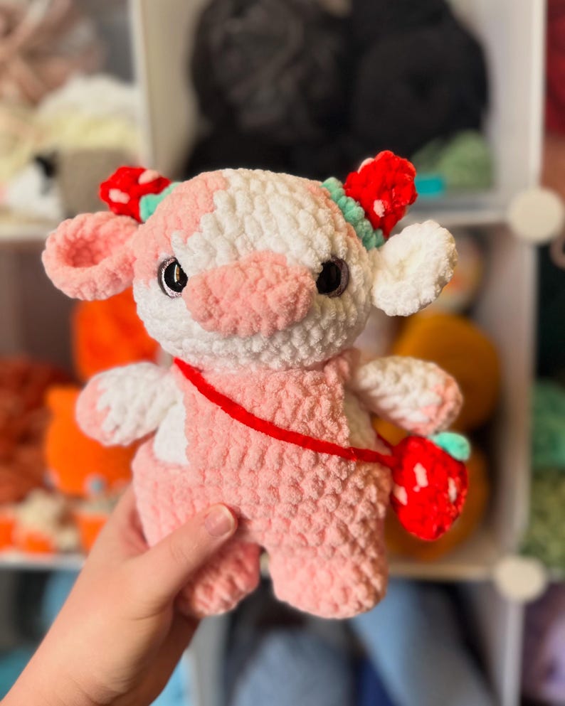 Strawberry Cow Plushie - Etsy
