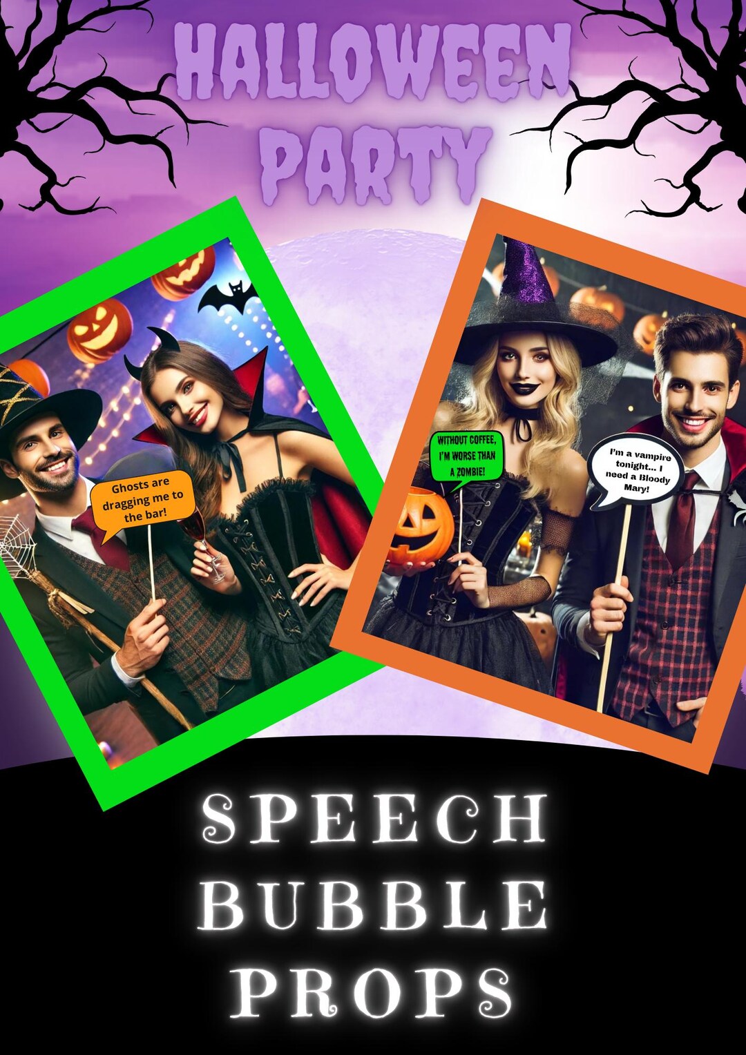 Funny Halloween Speech Bubble Props for Photo Booth – Spooky & Humorous ...