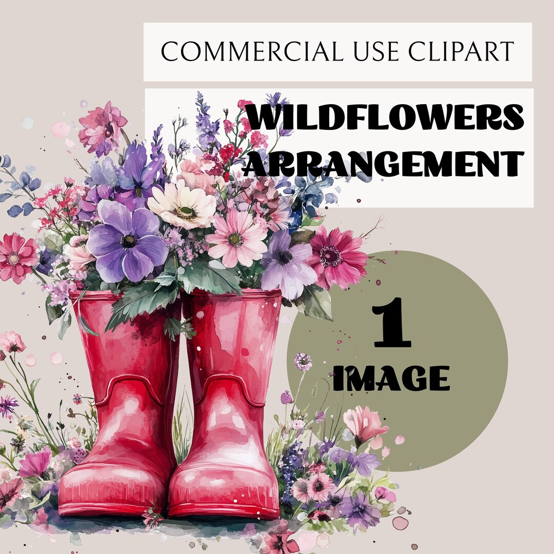 Delicate Flower Clipart Wildflower Bouquet Clip Art Blush Pink Floral ...