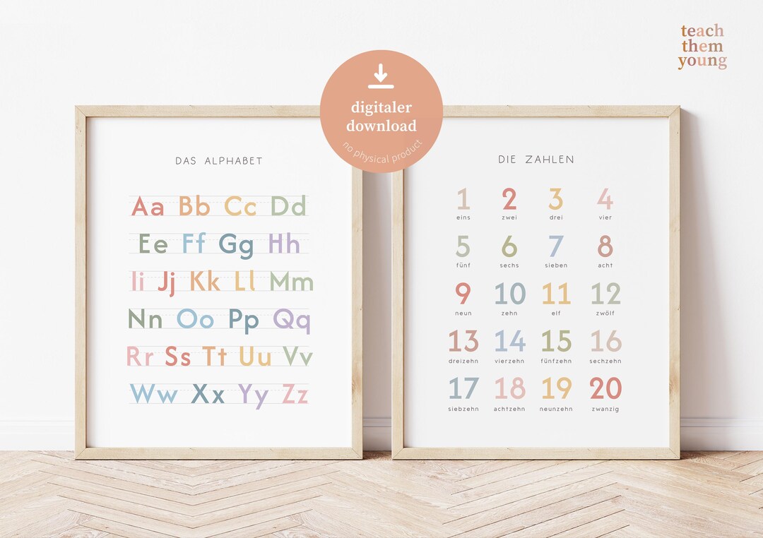 Rainbow Alphabet Poster, ABC Poster, Numbers 1-20 Children's Room ...