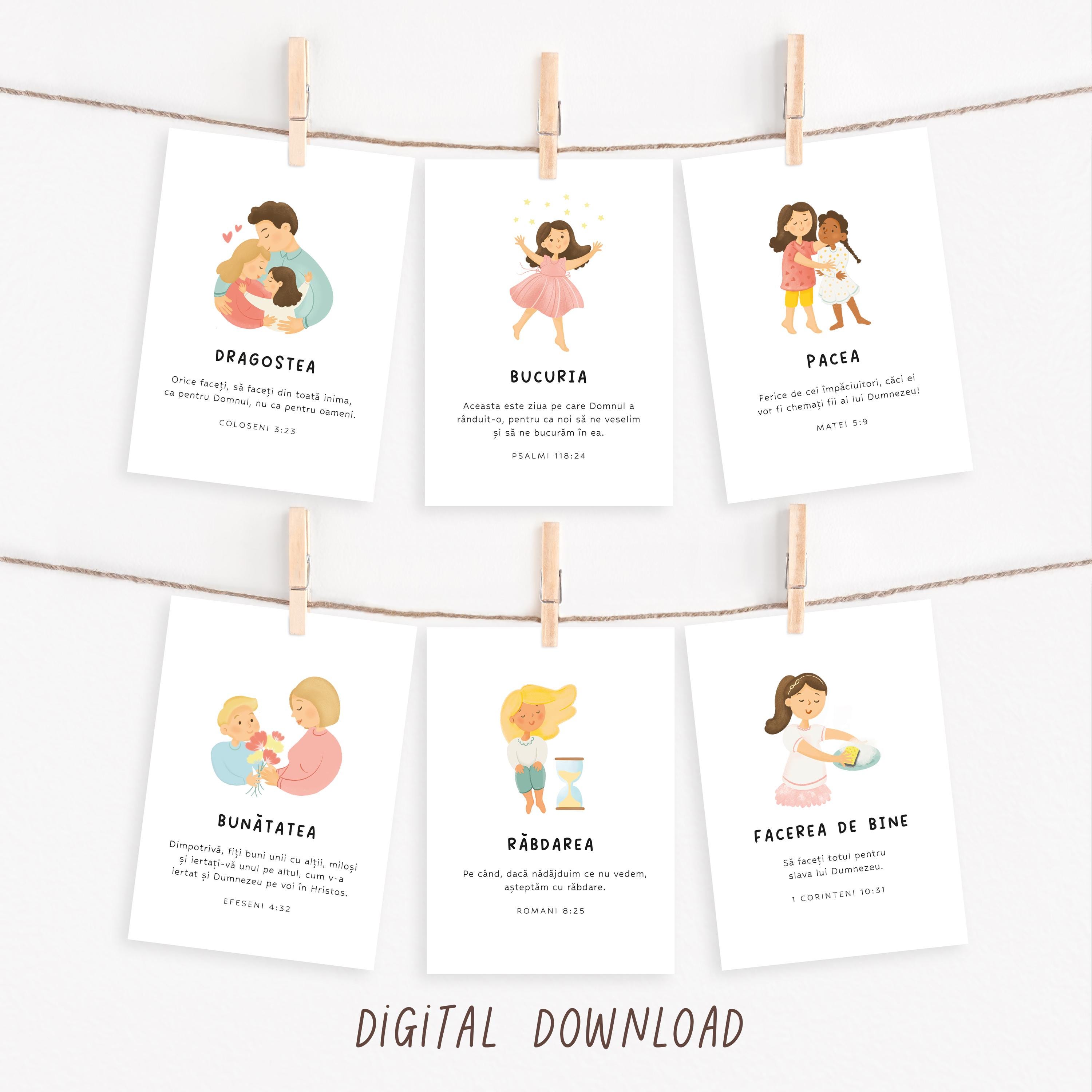 Fruit of the Spirit Flash Cards, Romanian, Flash Cards, Christian ...