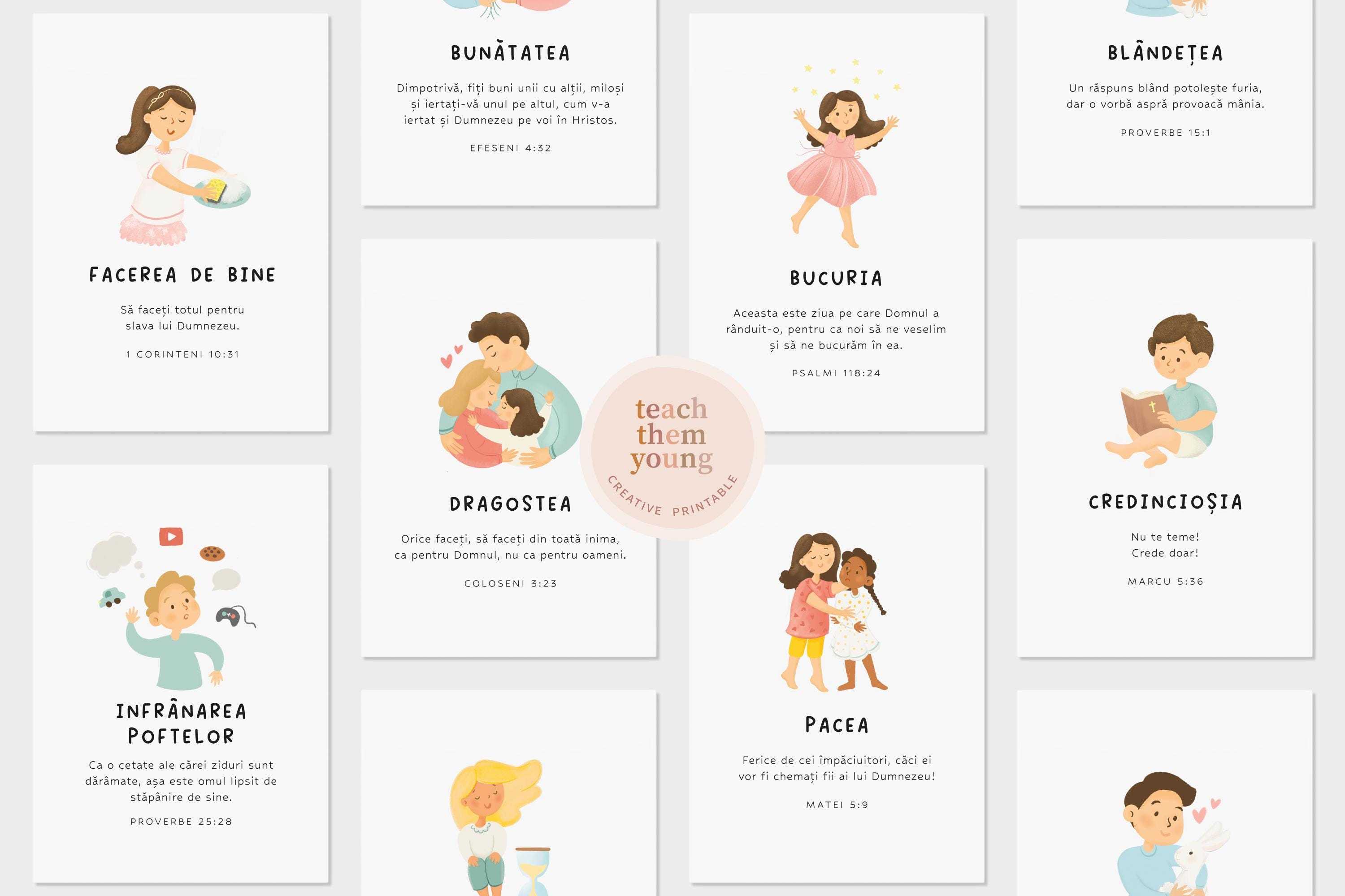 Fruit of the Spirit Flash Cards, Romanian, Flash Cards, Christian ...