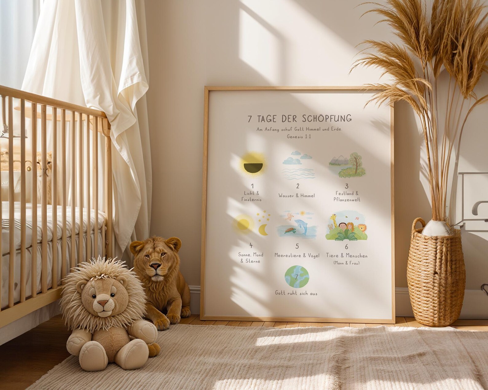 7 Days of Creation, Poster, German, Genesis, Biblical Story, Christian ...