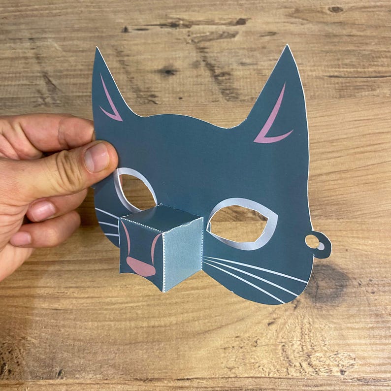 Cat Mask, Papercraft Mask, DIY 3D Mask, Paper Mask, Template, Animal ...
