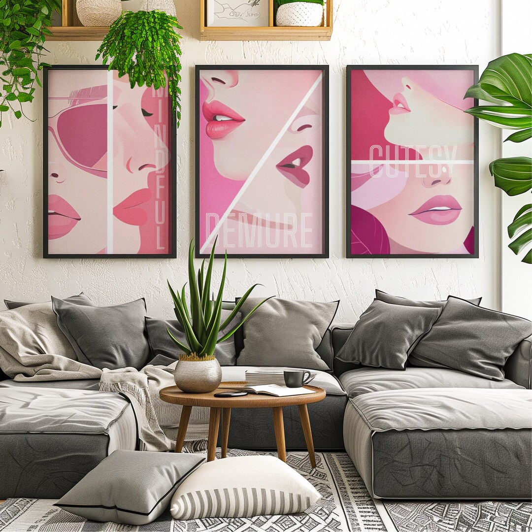 3 Piece Wall Art, Demure Wall Art, Coquette Room Decor, Hypebeast Set ...