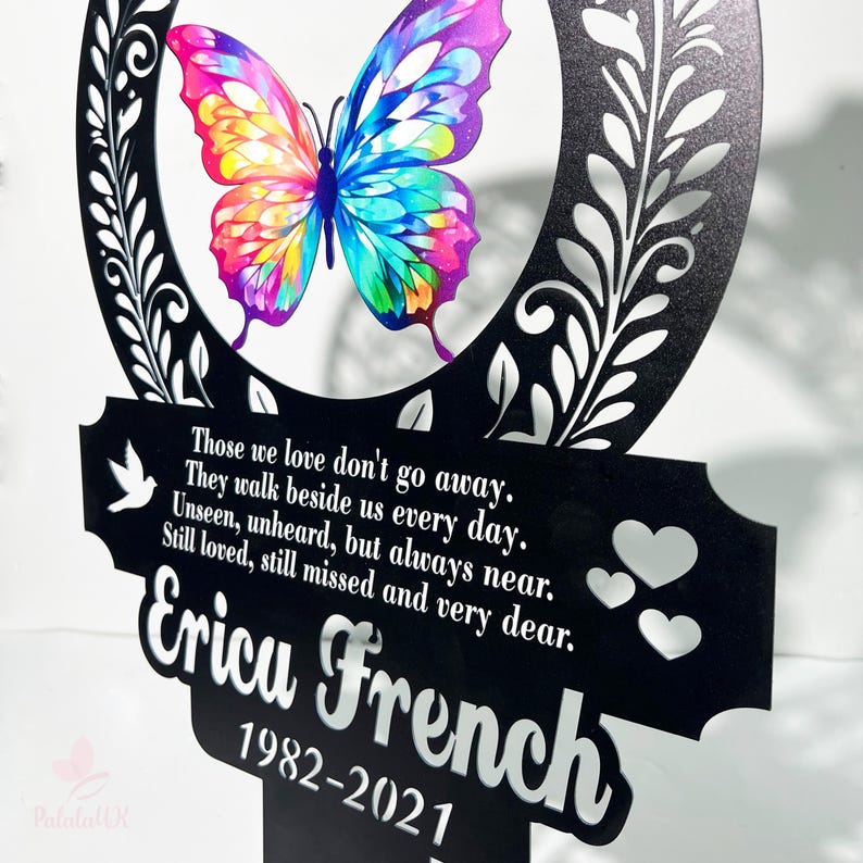 Colorful Butterfly Grave Marker Sign Post,metal Cemetery Sign,tombstone ...