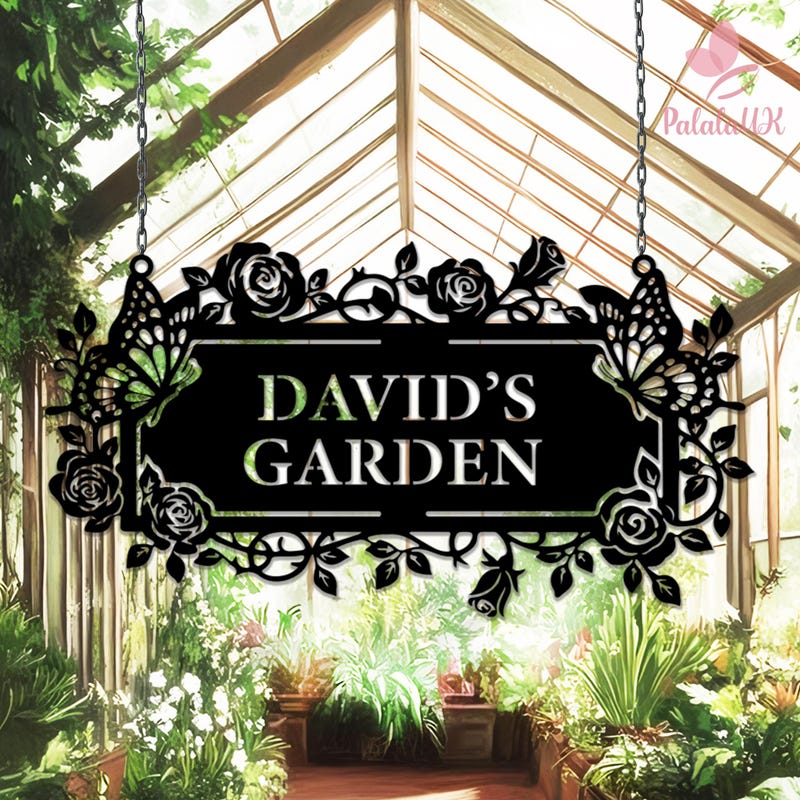 Hanging Rose Garden Sign - Etsy UK