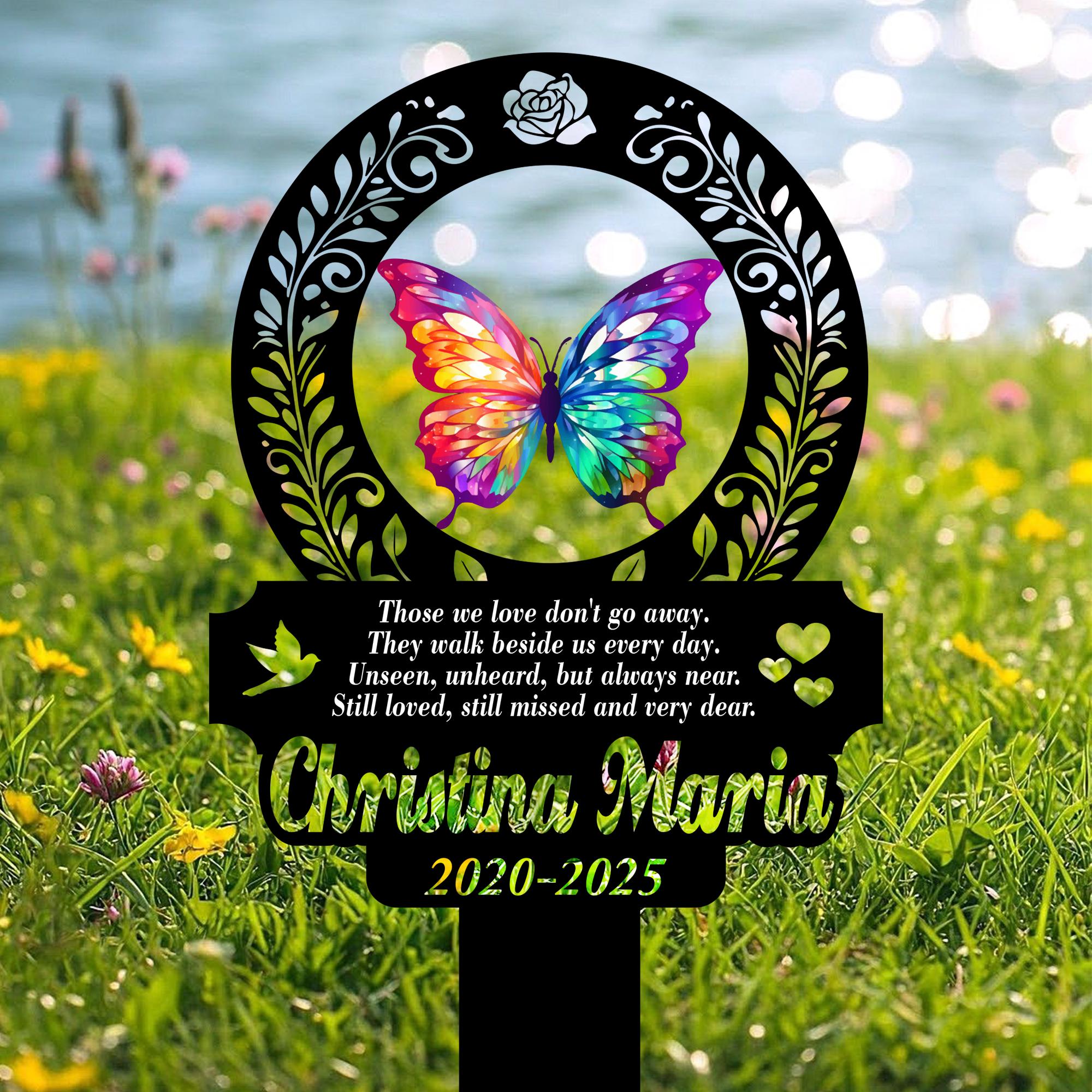 Colorful Butterfly Grave Marker Sign Post,metal Cemetery Sign,tombstone ...