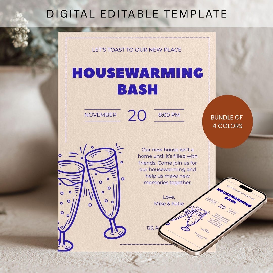 Digital Housewarming Invitation, Housewarming Party Invitation, Canva ...