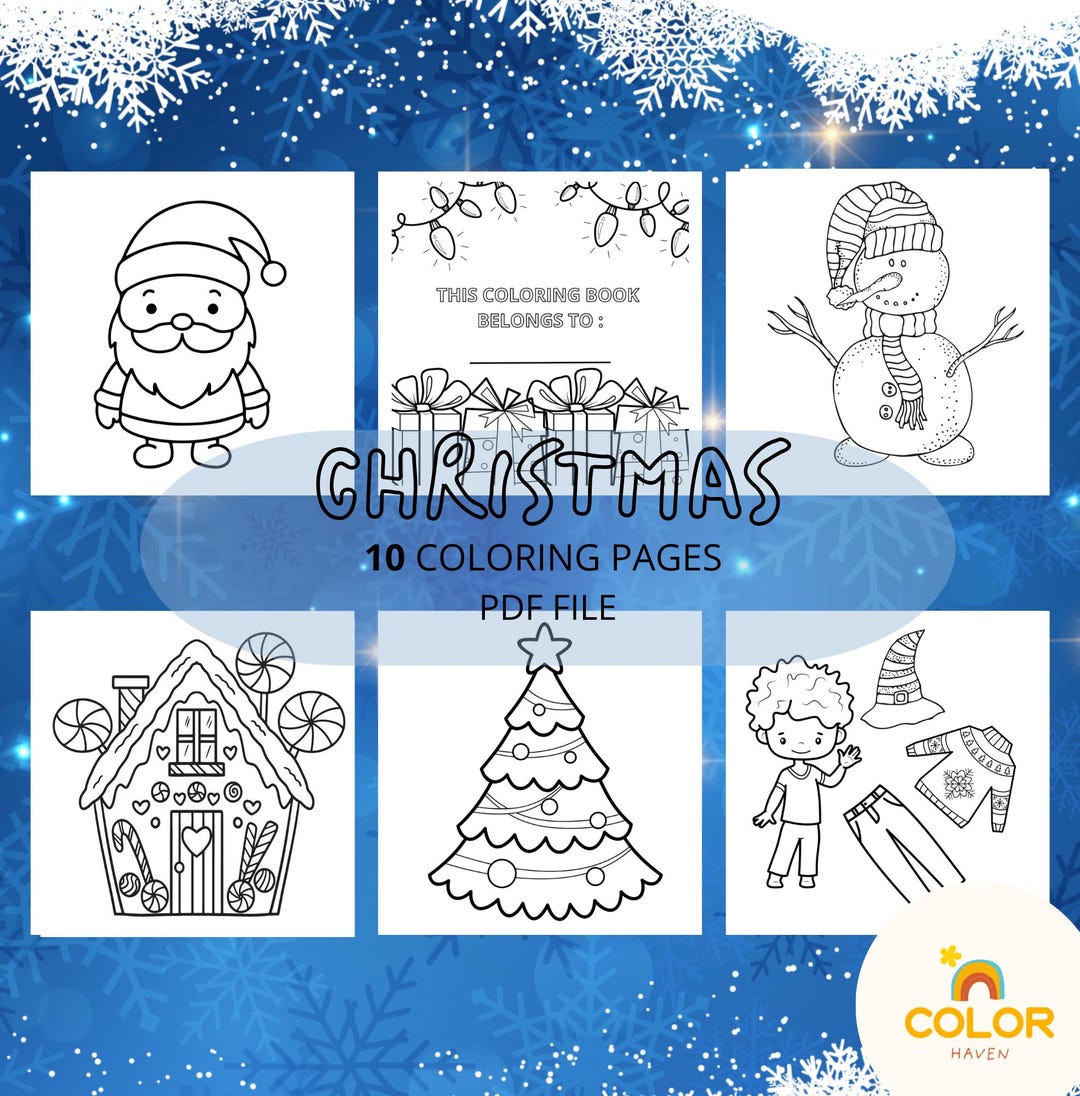 Christmas Coloring Pages for Kids, Holiday Coloring Book, Christmas ...