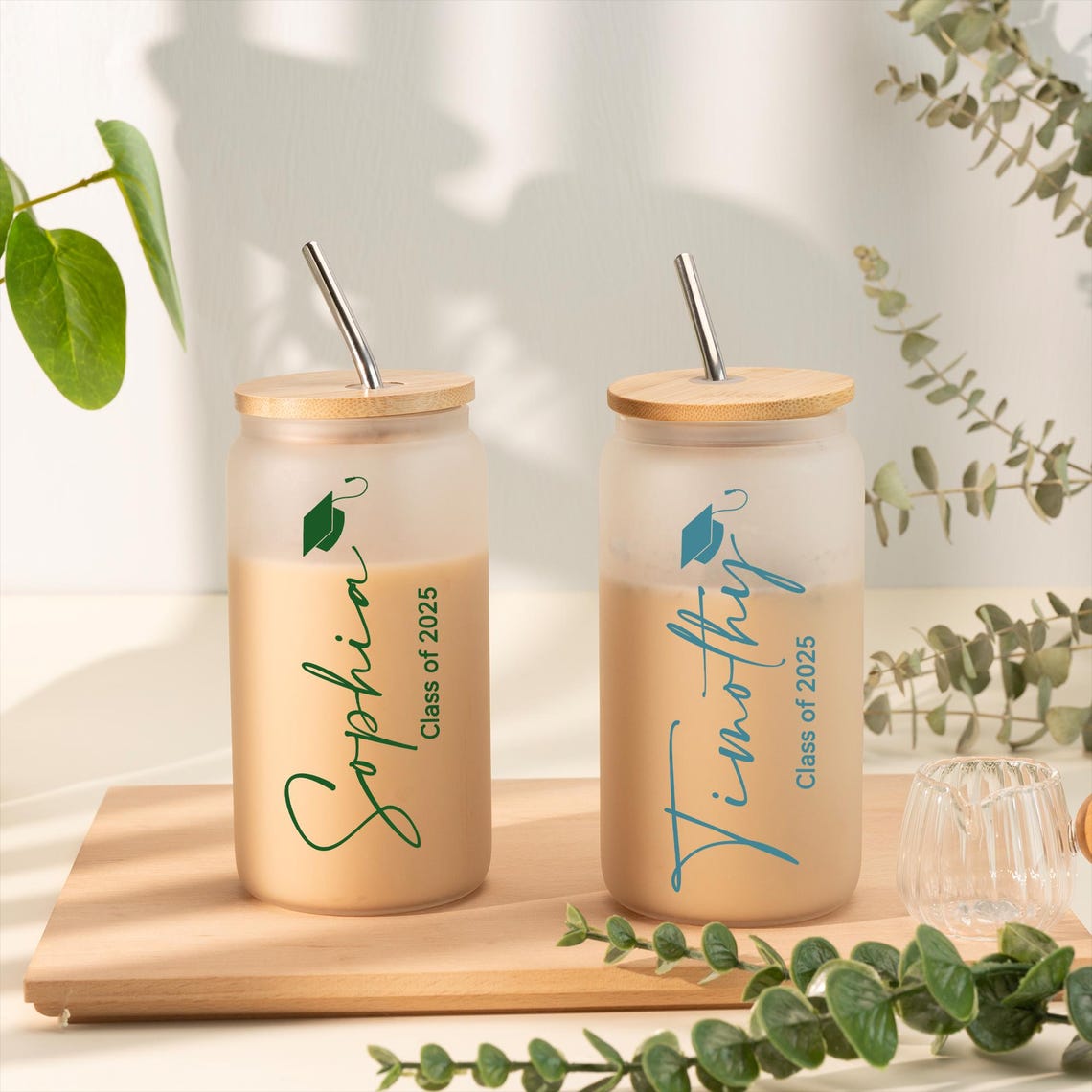 Personalized Graduation Glass Cup With Lid,custom Tumbler Gift for ...