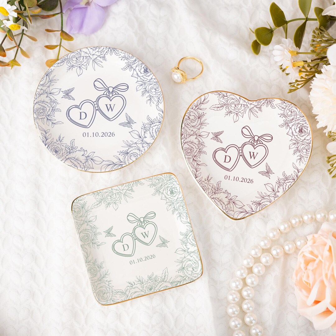 Personalized Locked Ring Dish,wedding Gift for Couple,toile De Jouy ...
