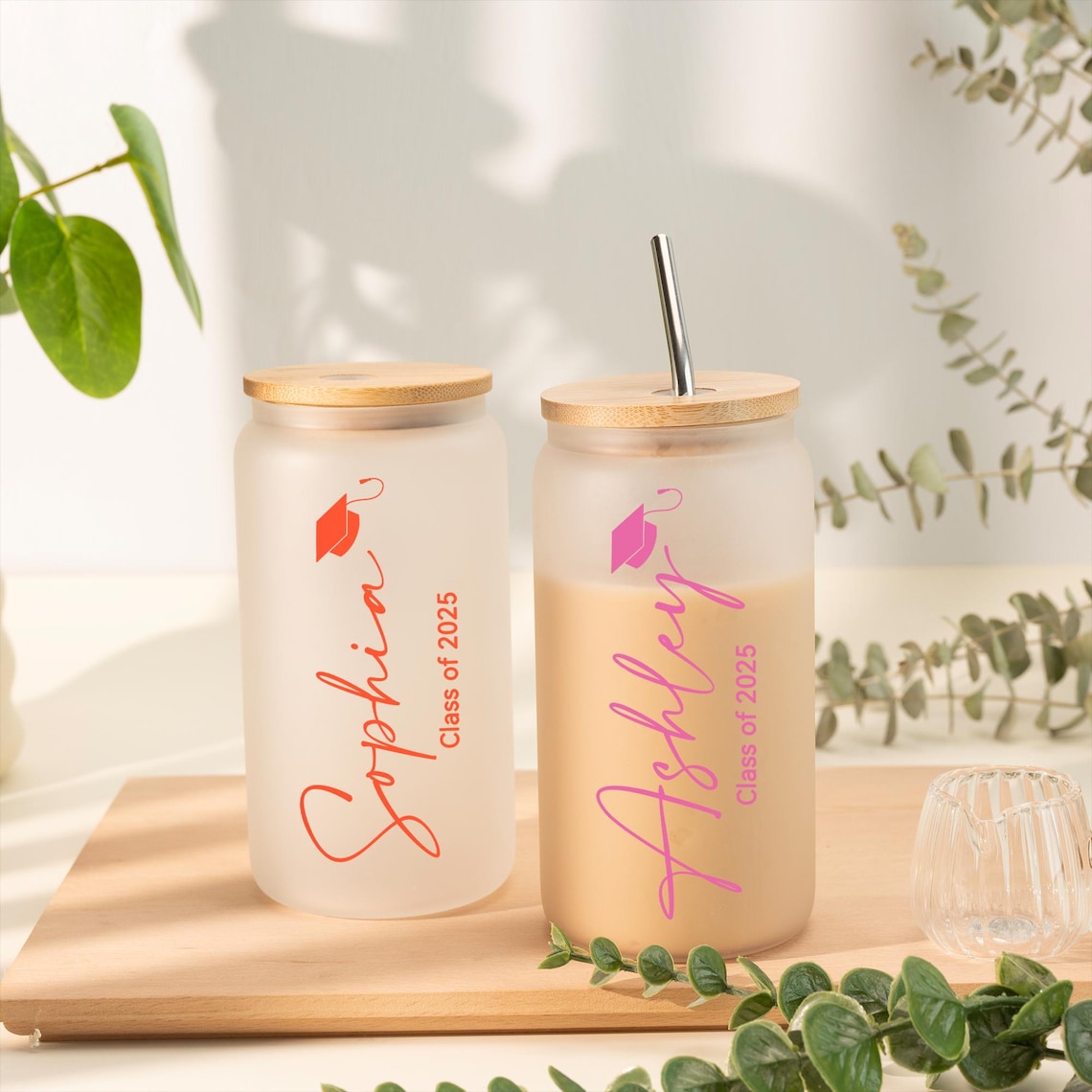 Personalized Graduation Glass Cup With Lid,custom Tumbler Gift for ...