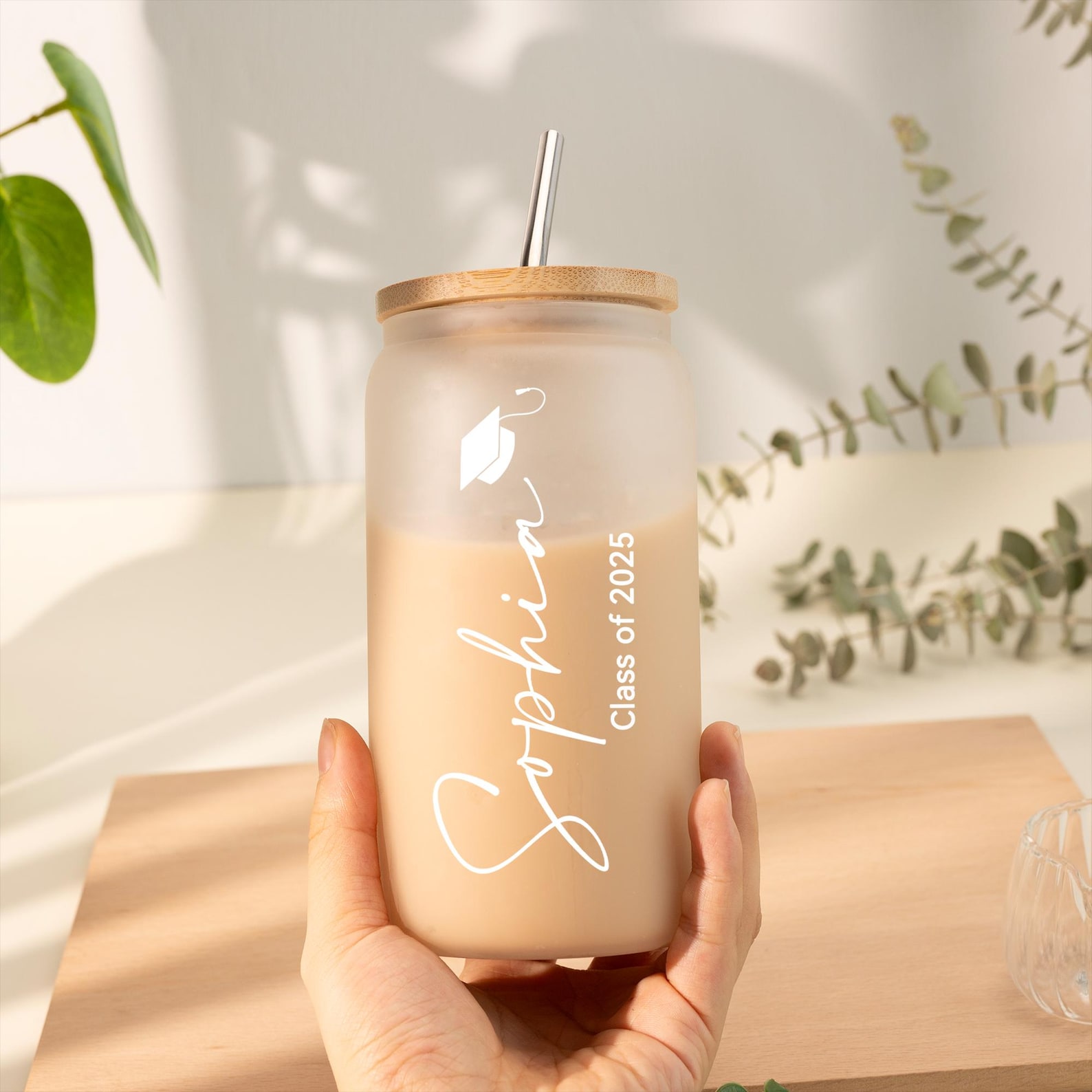 Personalized Graduation Glass Cup With Lid,custom Tumbler Gift for ...