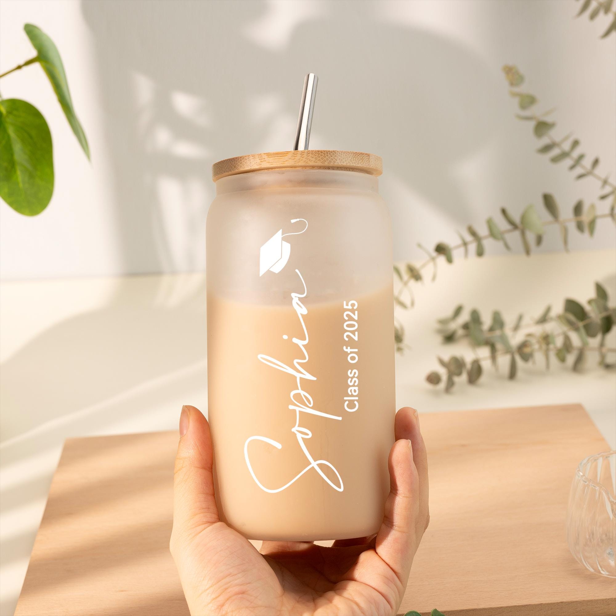 Personalized Graduation Glass Cup With Lid,custom Tumbler Gift for ...