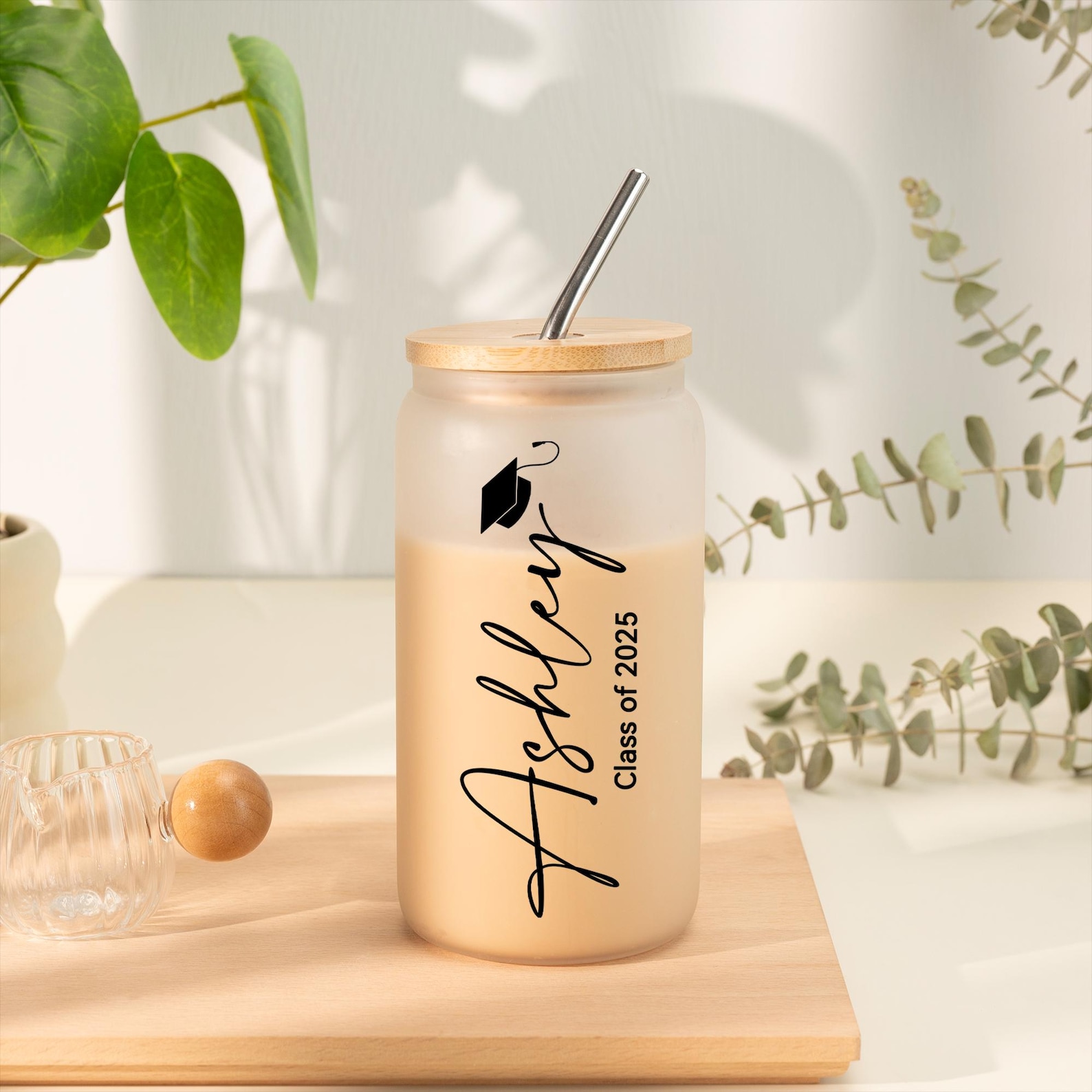 Personalized Graduation Glass Cup With Lid,custom Tumbler Gift for ...