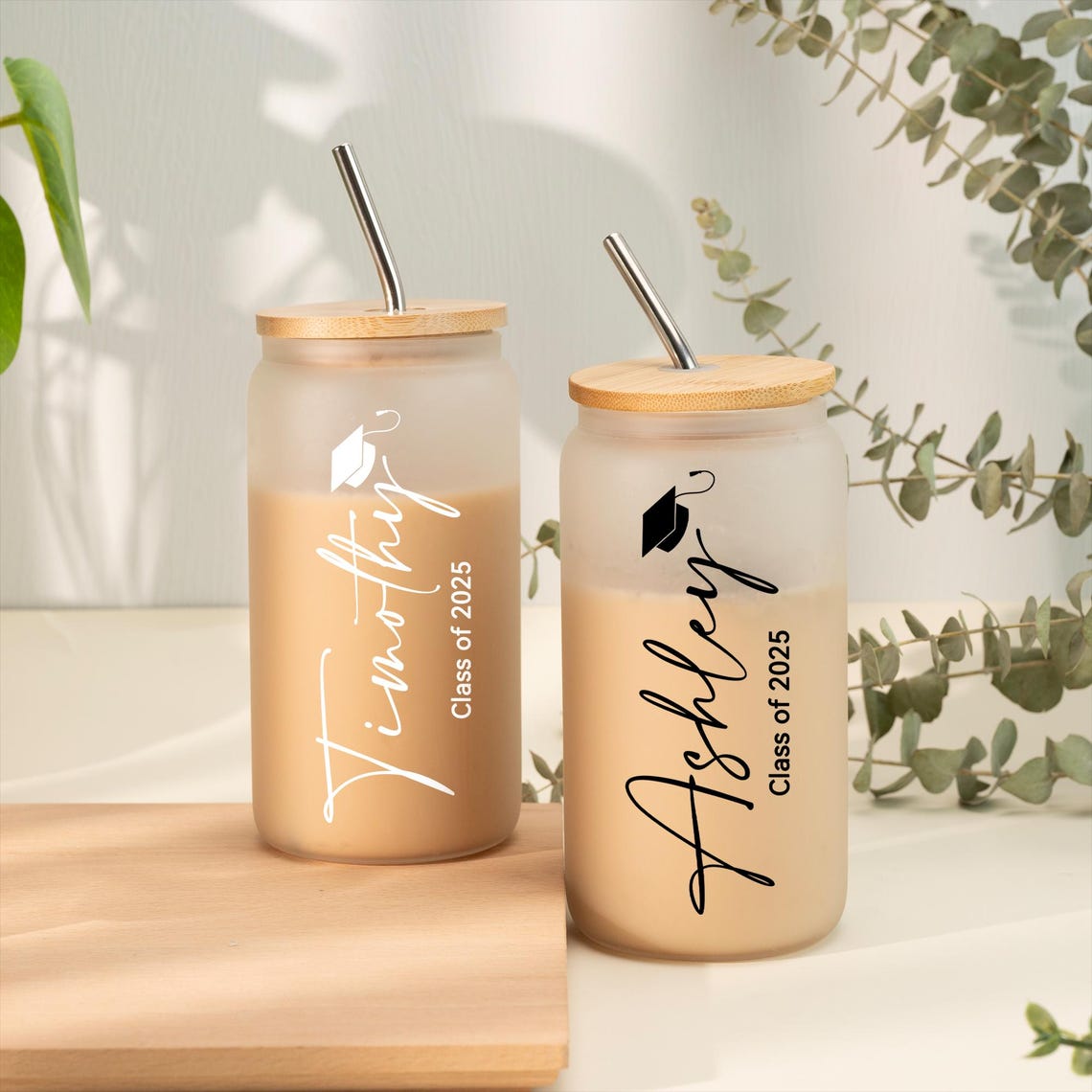 Personalized Graduation Glass Cup With Lid,custom Tumbler Gift for ...