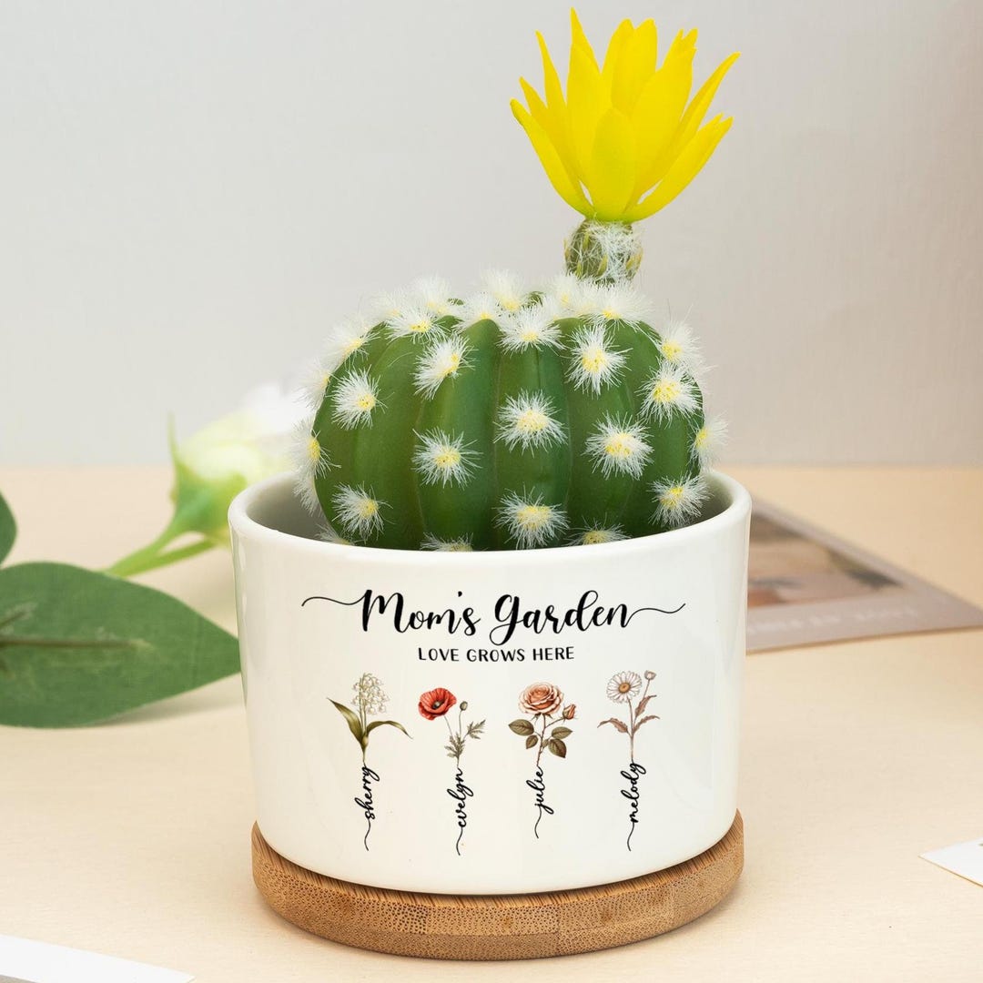 Personalized Birth Flower Pots,custom Mom's Garden Mini Plant Pot,gift ...