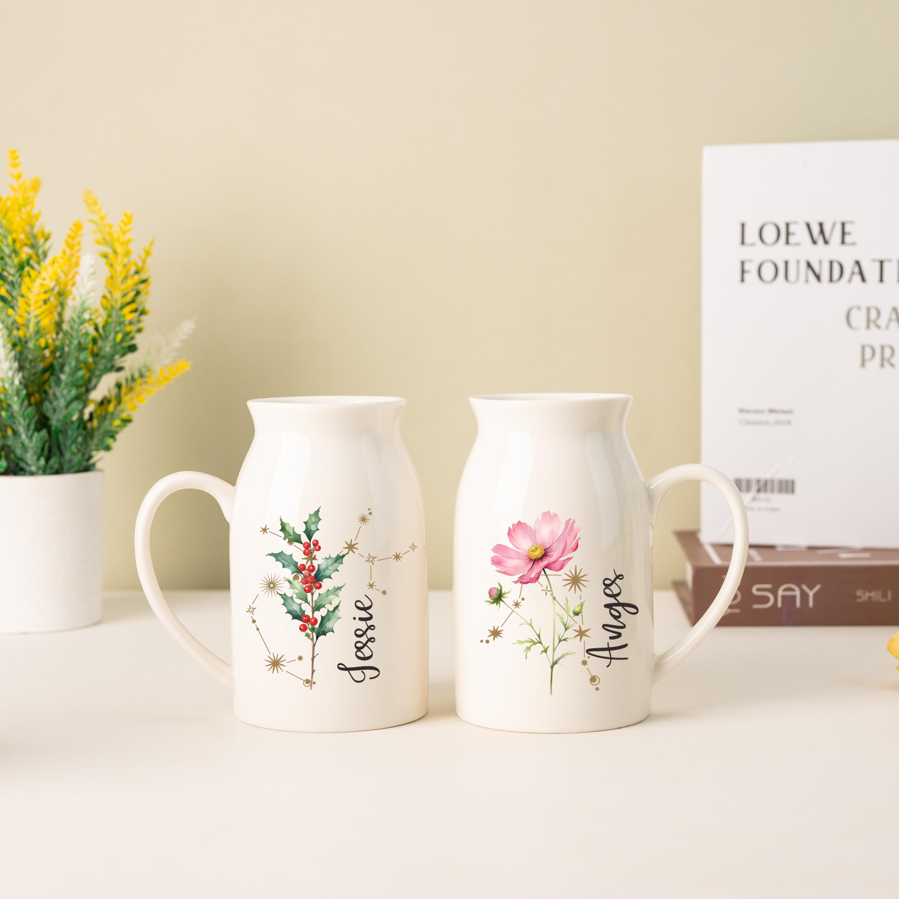 Personalized Birth Flower Vase,flower Vase With Constellation Sign ...