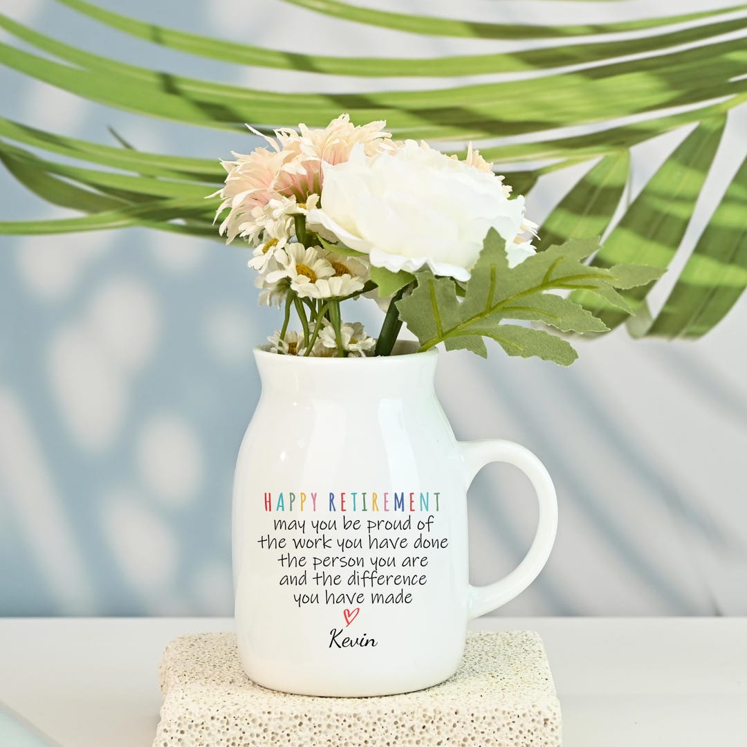 Happy Retirement Flower Vase,personalized Retirement Ceramic Flower ...