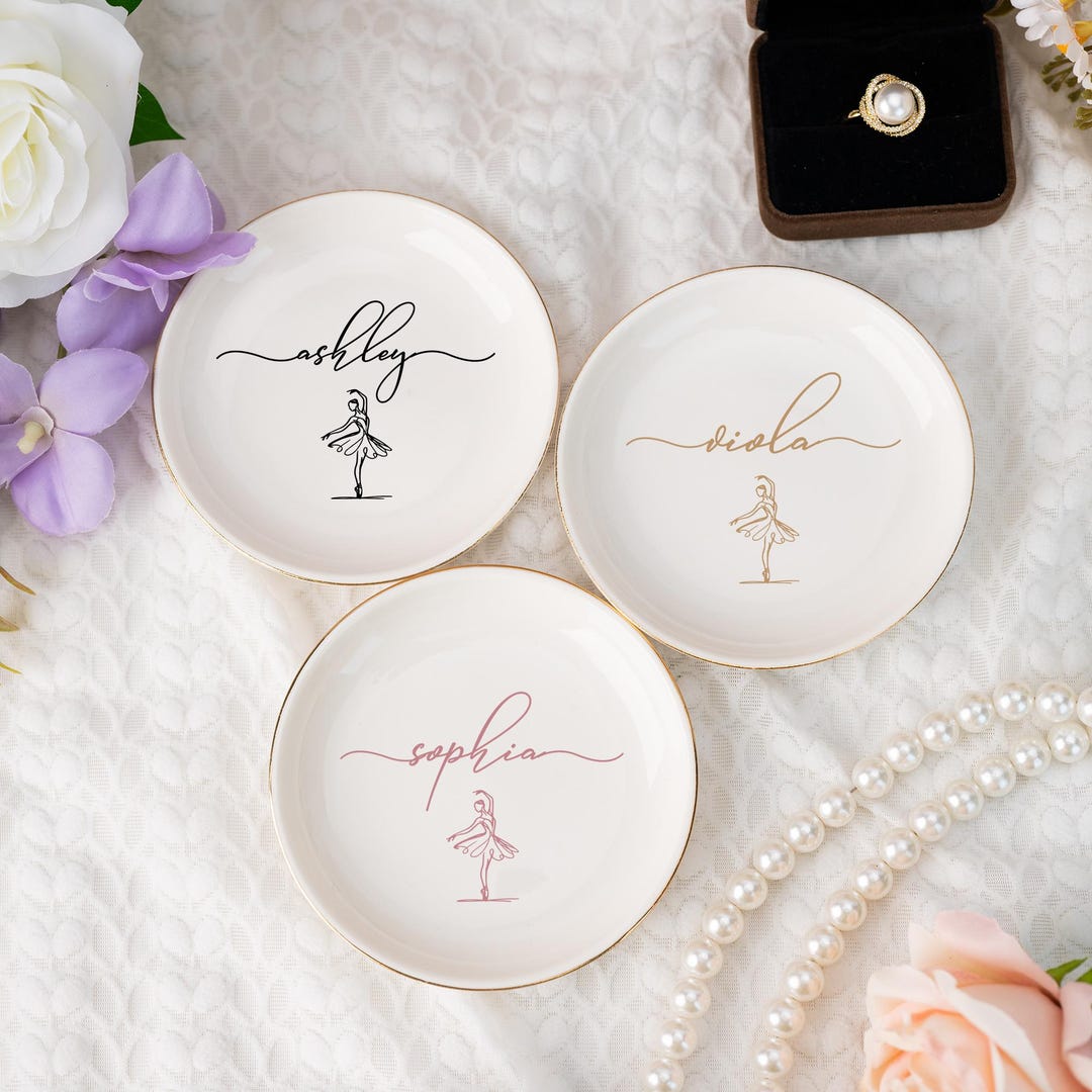Personalized Ballet Ring Dish, Ballet Dancer Jewelry Dish With Name ...