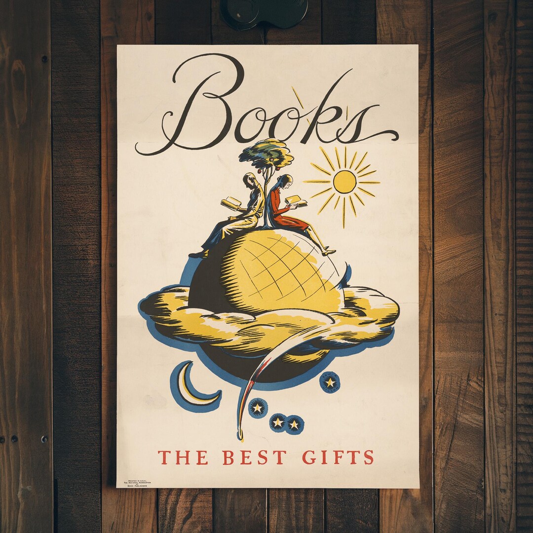 Vintage Reading Poster, Book Lover Poster, Retro Book Poster, Kid's ...